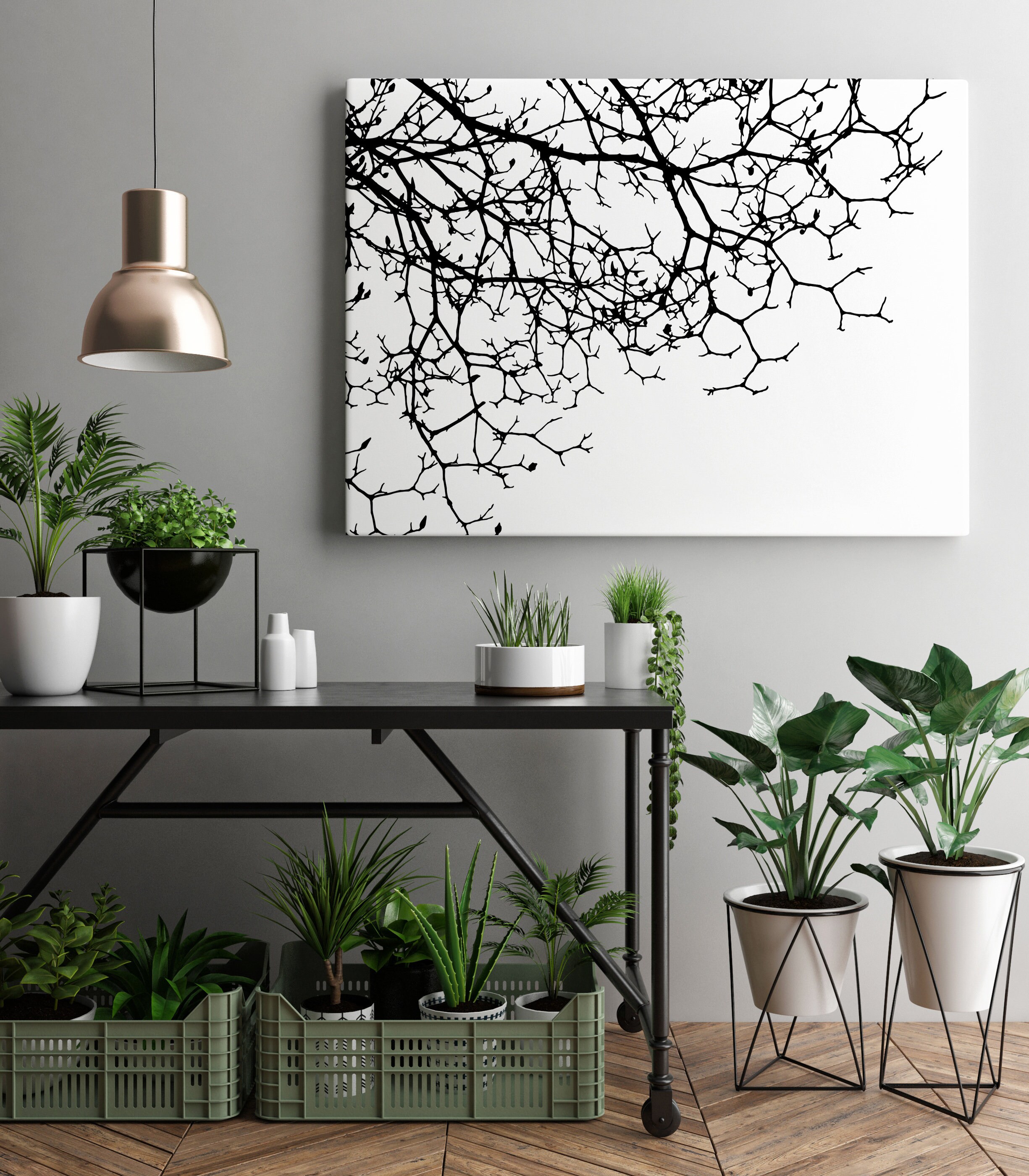 Tree Branches Printable Wall Art Tree Leaves Black and White - Etsy
