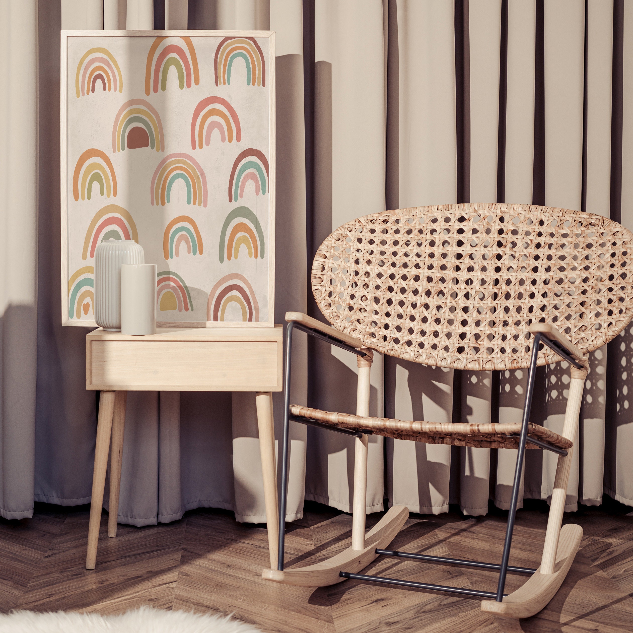 Retro Rainbow Print Boho Rainbow Wall Decor Vintage 70s | Etsy