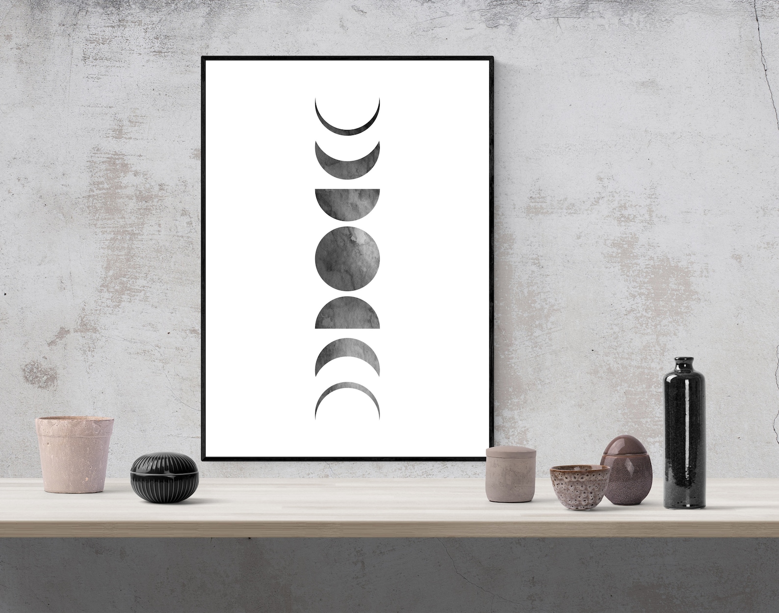 Moon Phases Art Print Boho Decor La Luna Mid Century Modern - Etsy