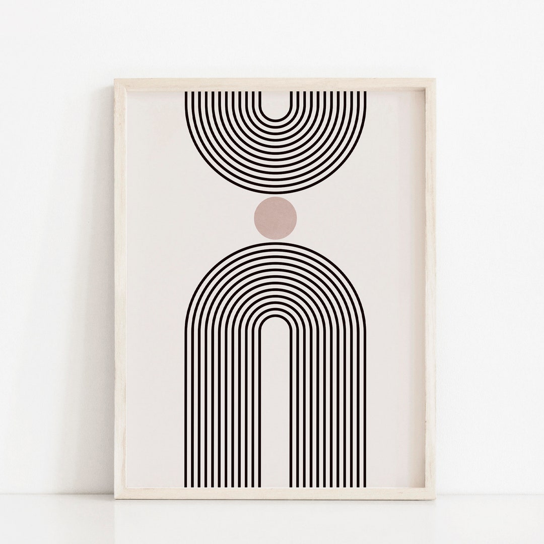 Geometric Rainbow Printable Art, Mid Century Modern Wall Art, Neutral ...