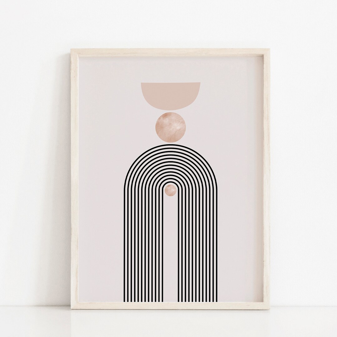 Geometric Rainbow Printable Art, Mid Century Modern Wall Art, Neutral ...