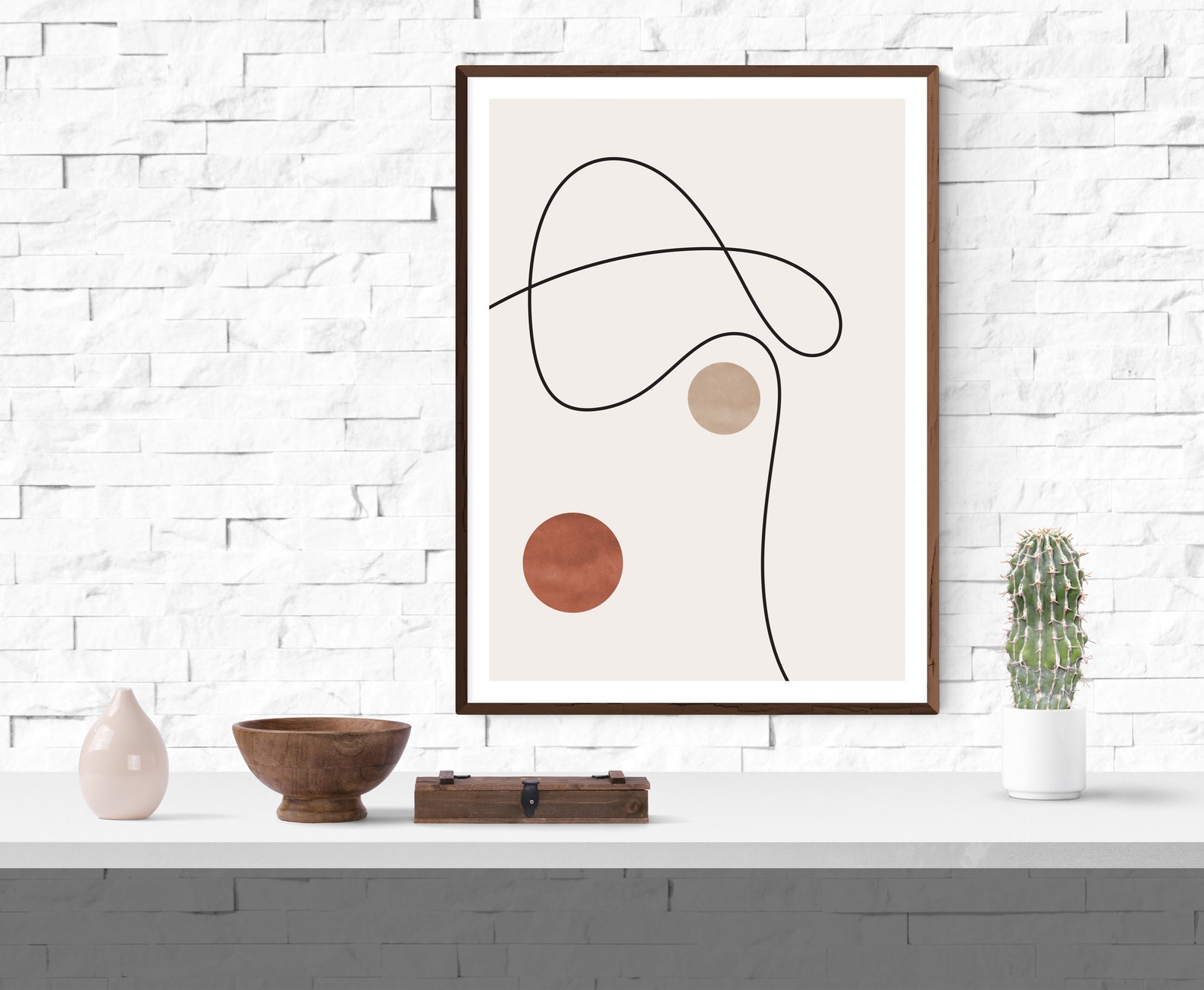 Line Art and Geometric Circle Minimalist Decor Mid Century - Etsy