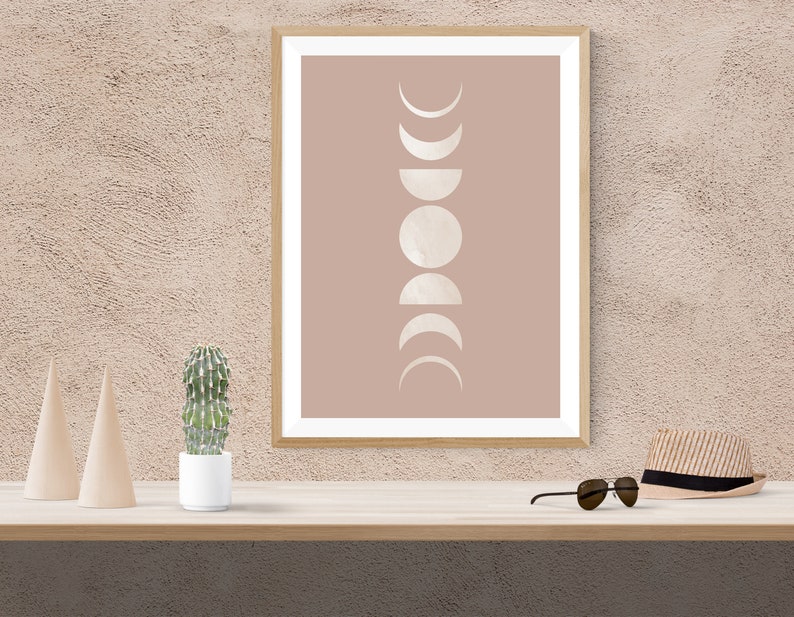 Moon Phases Art Print Boho Decor La Luna Mid Century Modern | Etsy