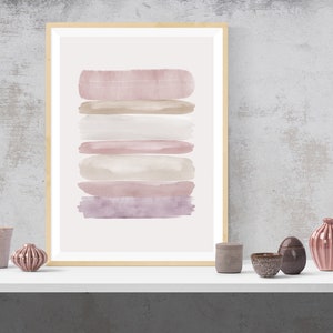 Watercolor Brush Strokes Printable Wall Art, Blush Pink Abstract Art ...