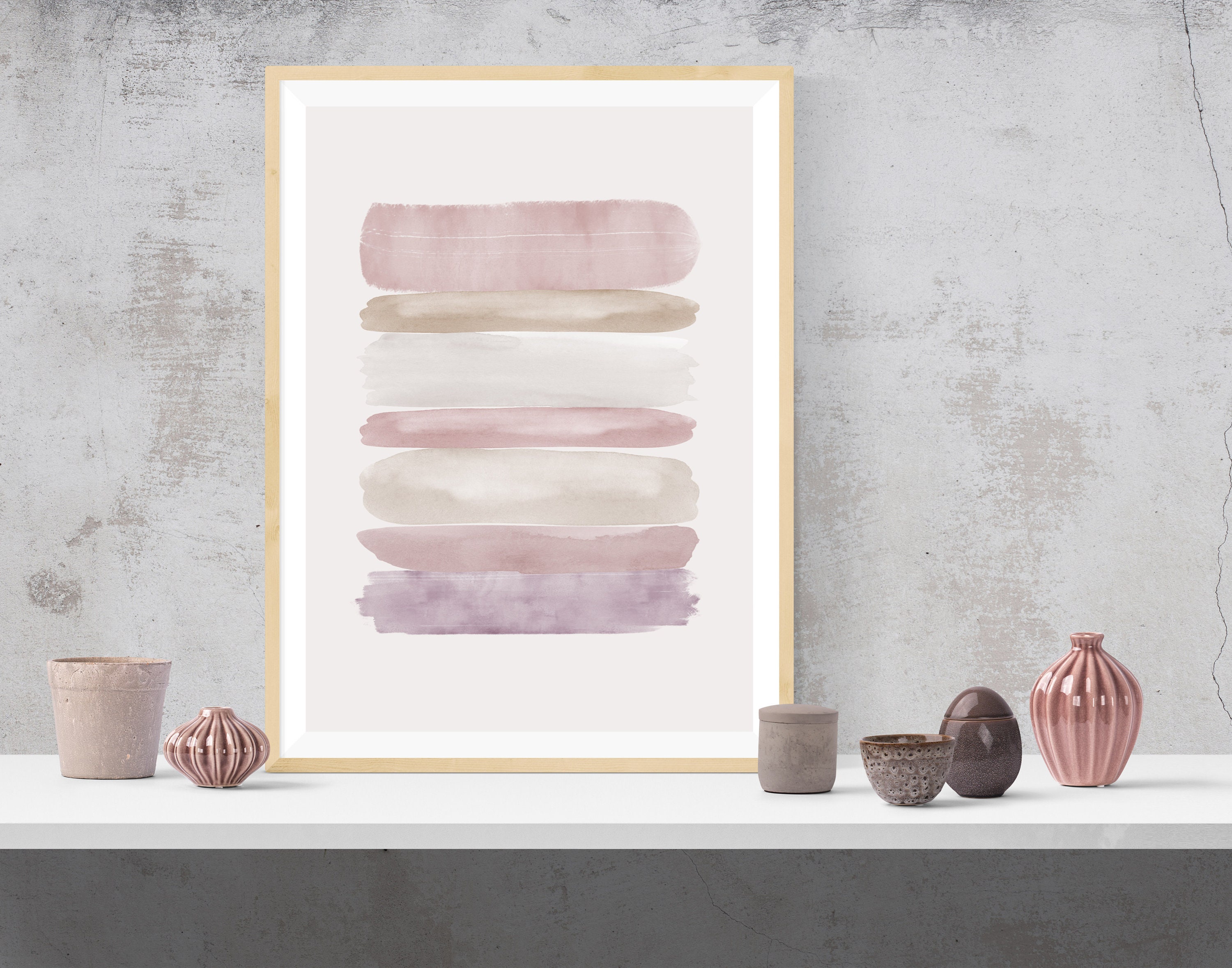Watercolor Brush Strokes Printable Wall Art Blush Pink - Etsy