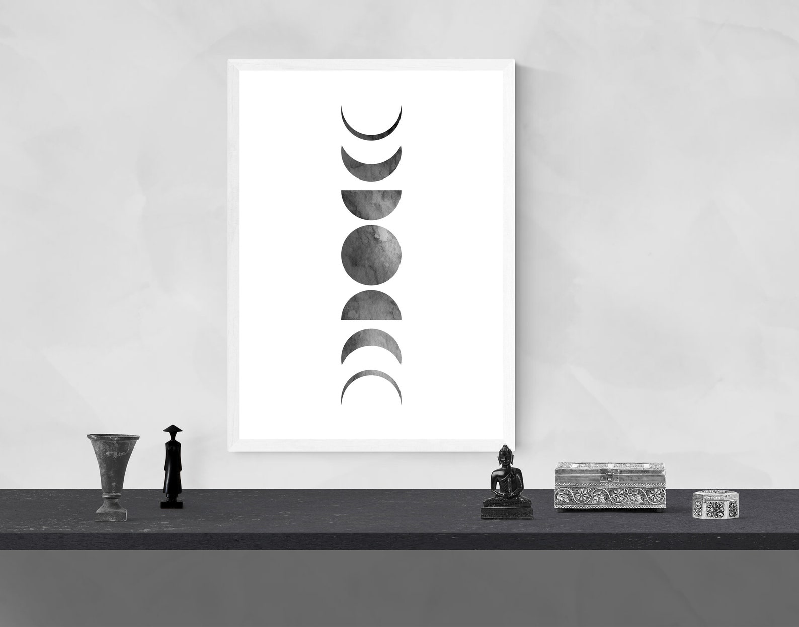 Moon Phases Art Print Boho Decor La Luna Mid Century Modern - Etsy