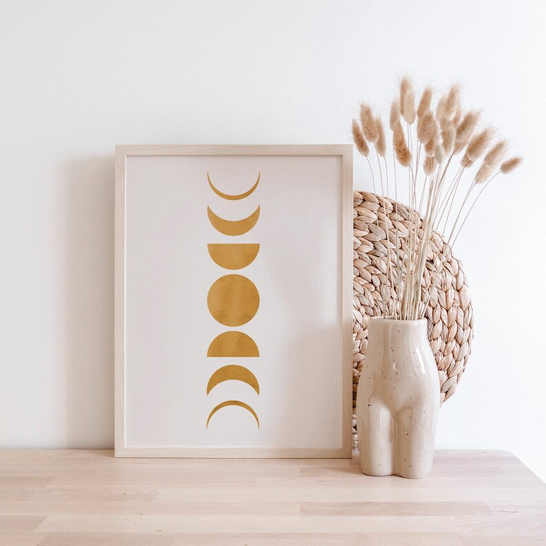 Moon Phases Art Print Boho Decor La Luna Mid Century Modern - Etsy