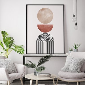 Geometric Rainbow Printable Art, Mid Century Modern Wall Art ...