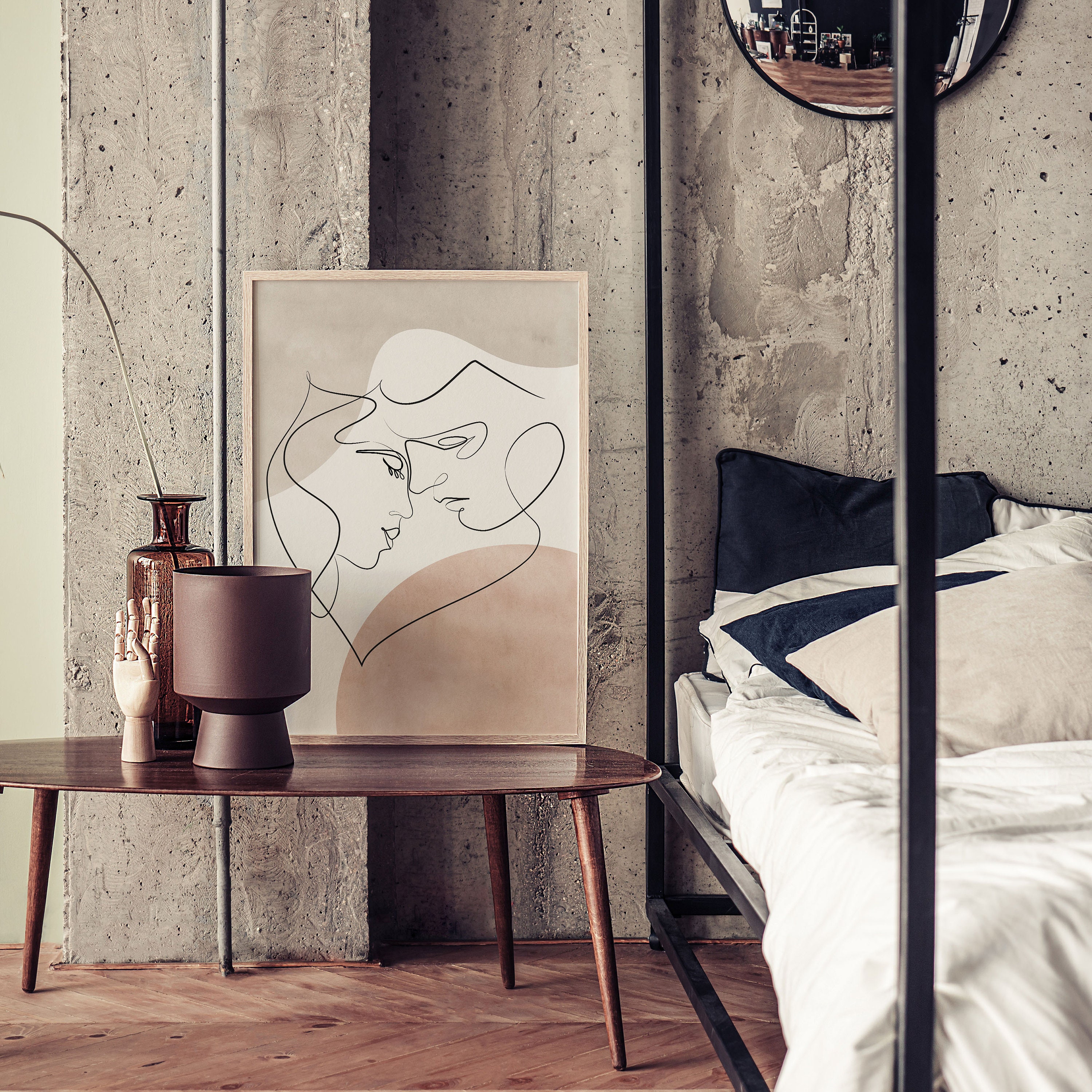 Abstract One Line Art Kiss Couple Single Line Art Minimalist - Etsy