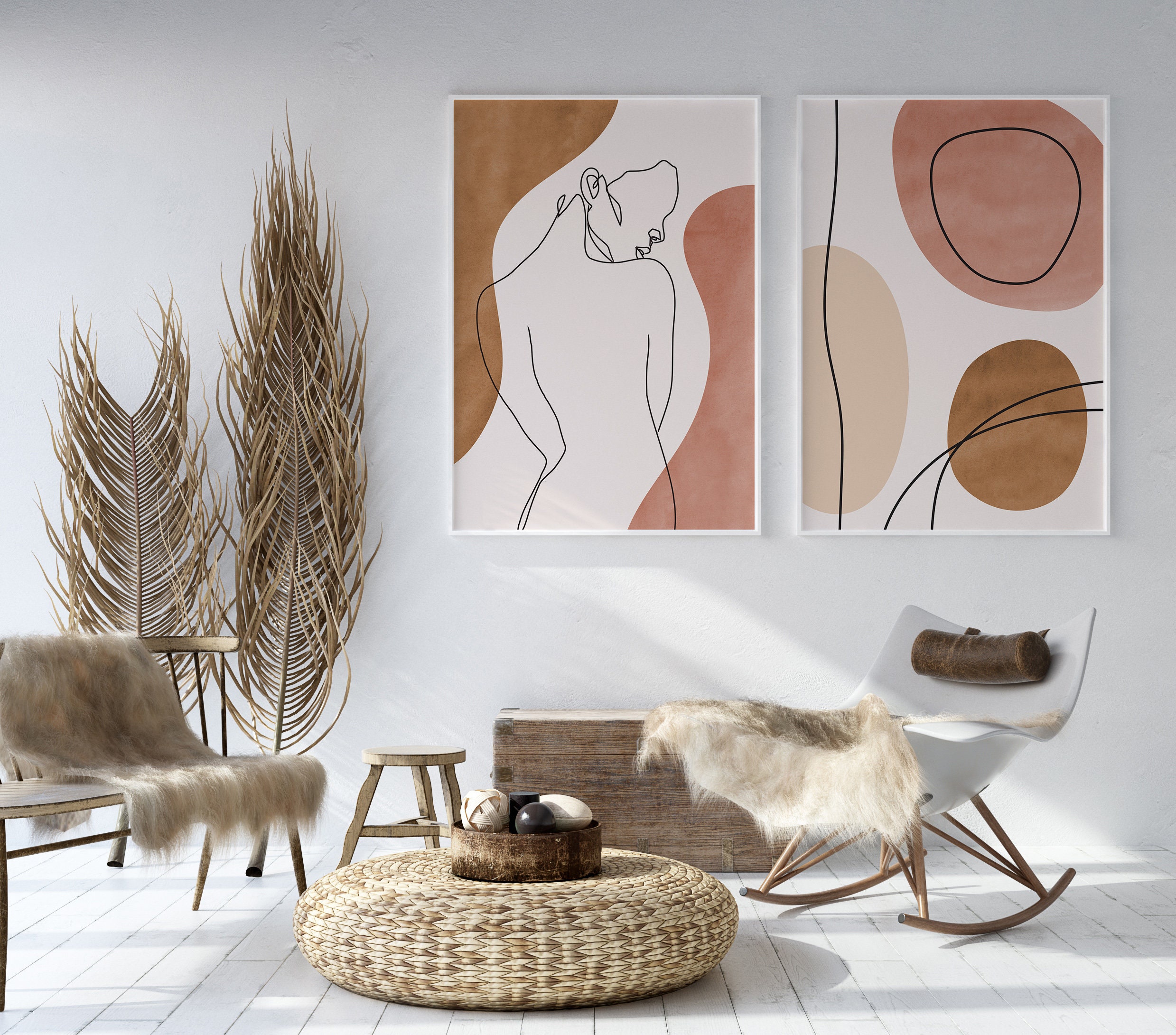 Line Art Woman Printable Wall Decor Set of 2 Prints Line Art - Etsy