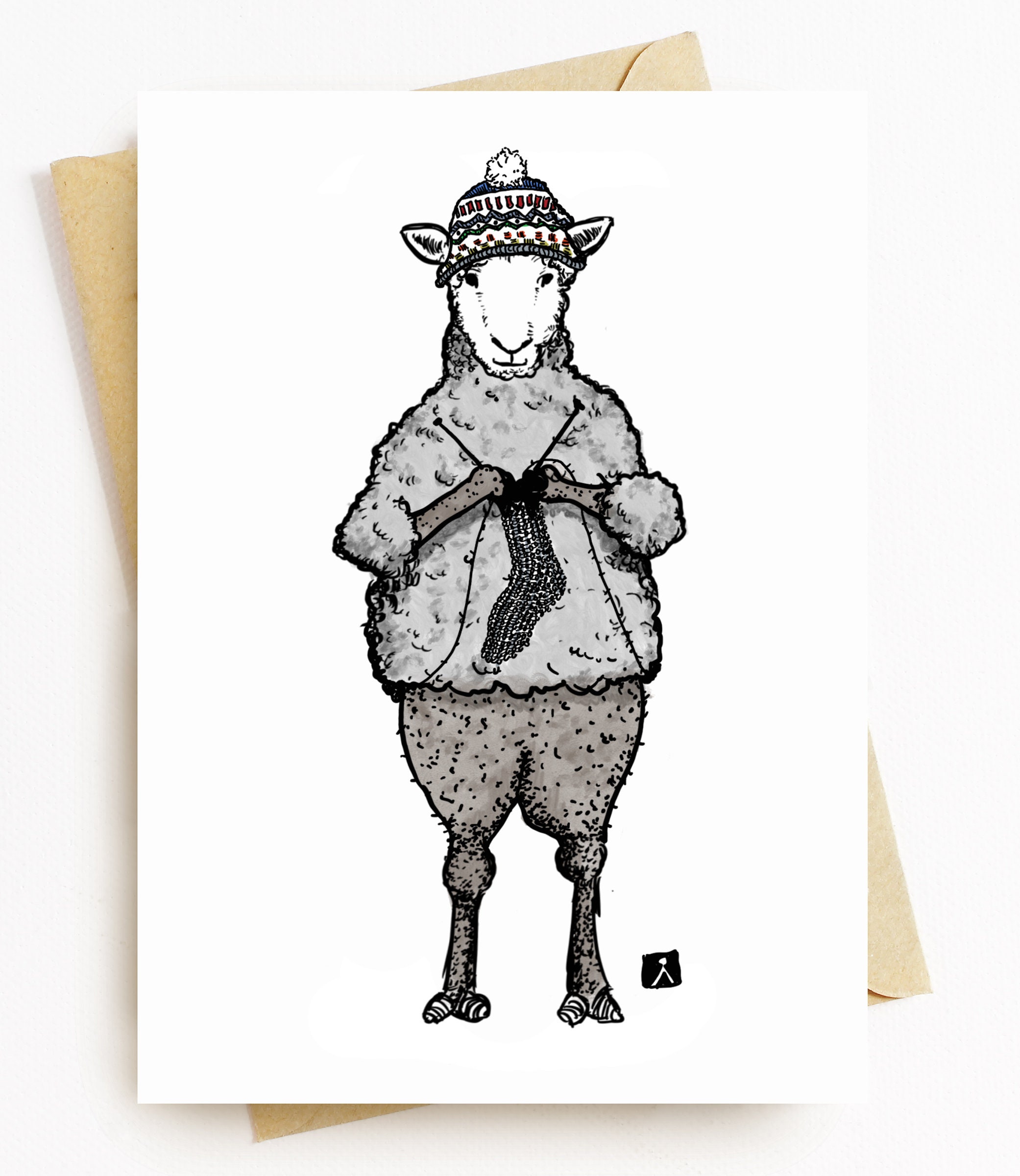 Bellavanceink: Pen & Ink/watercolor With Sheep Knitting From Her Own ...