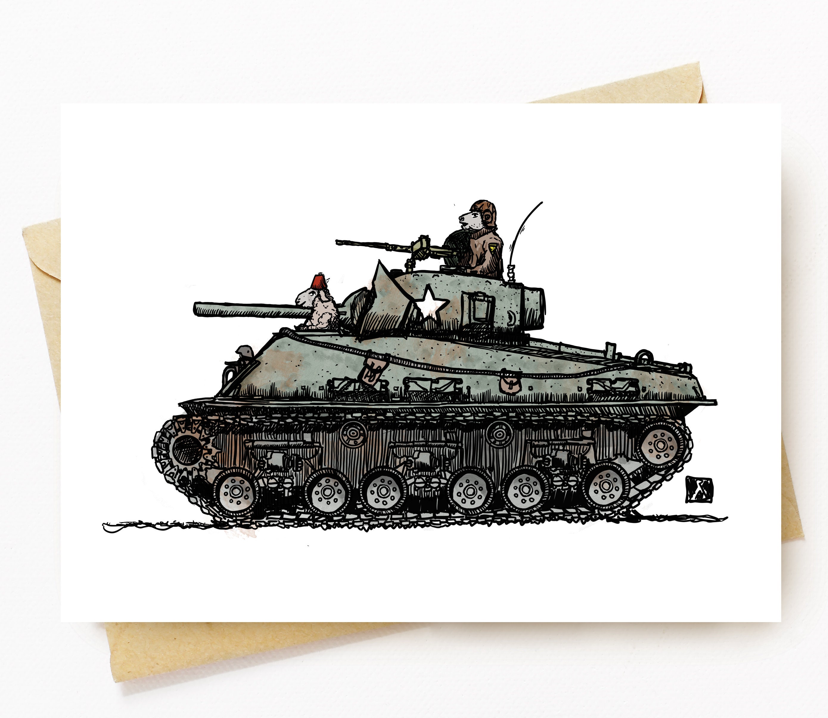 Sherman Tank Drawing