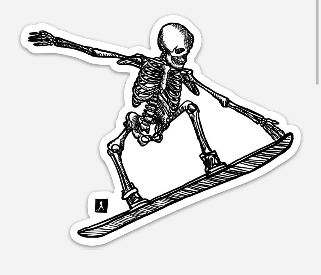 Bellavanceink: Skeleton Snow Boarding Vinyl Sticker - Etsy