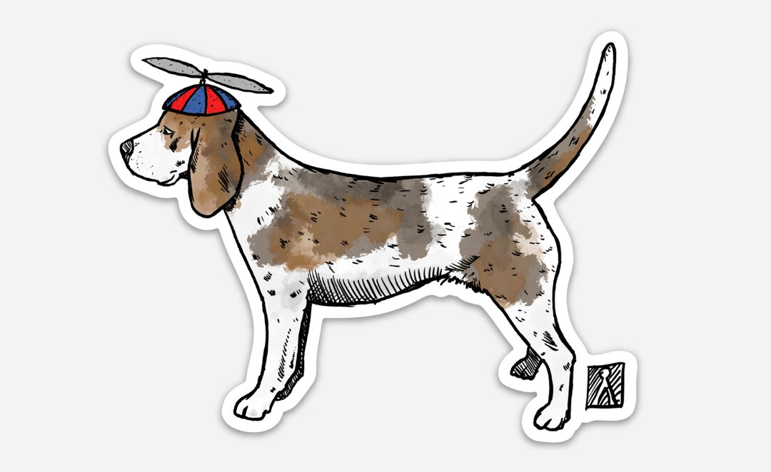 Bellavanceink: Beagle With Propeller Beanie Cap Vinyl Sticker - Etsy