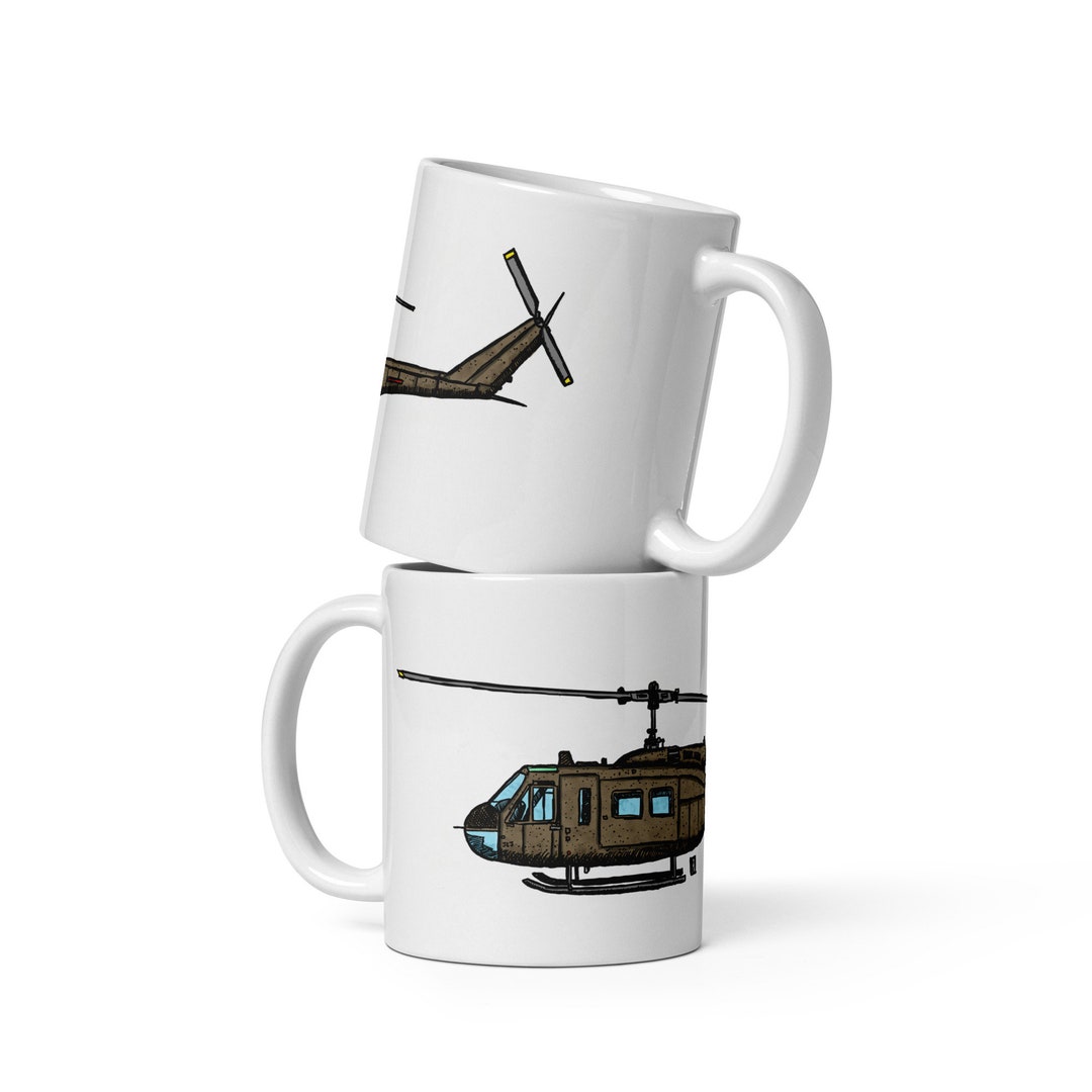 Bellavanceink: Coffee Mug With A Vintage Huey UH-1 Helicopter Pen & Ink ...