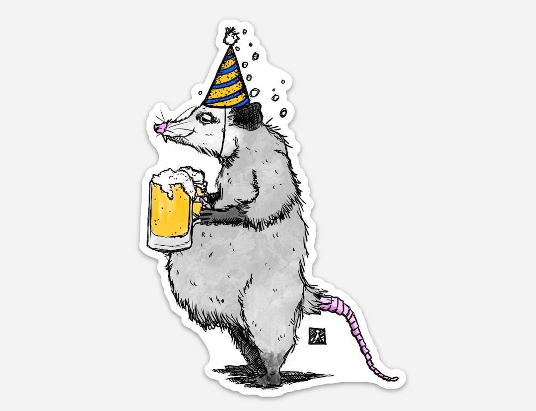 Bellavanceink: Drunk Opossum With Holding Two Mugs of Beer Pen and Ink ...