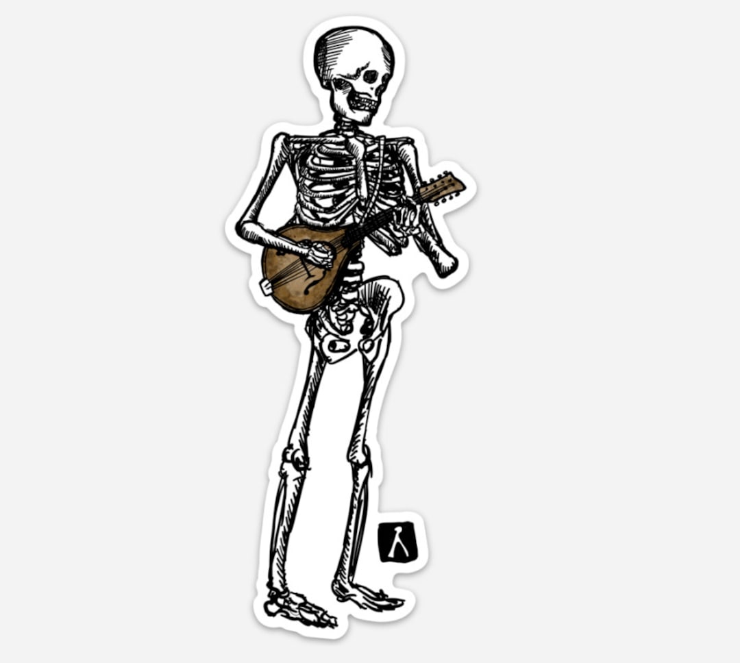 Bellavanceink: Pen and Ink Skeleton Playing the Mandolin Hand Drawn ...