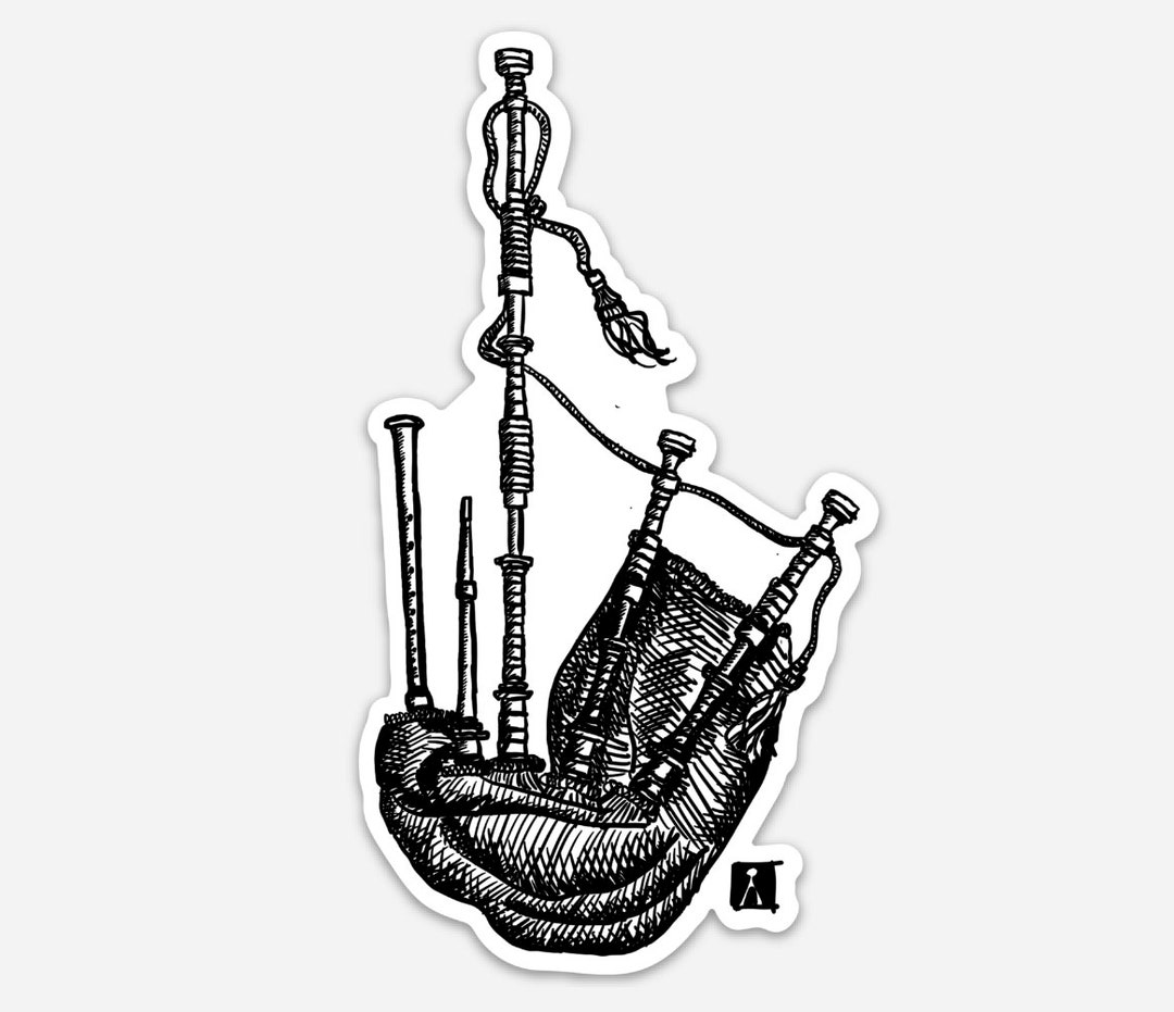 Bellavanceink: Pen and Ink Drawing of an Highland Bagpipe Vinyl Sticker ...