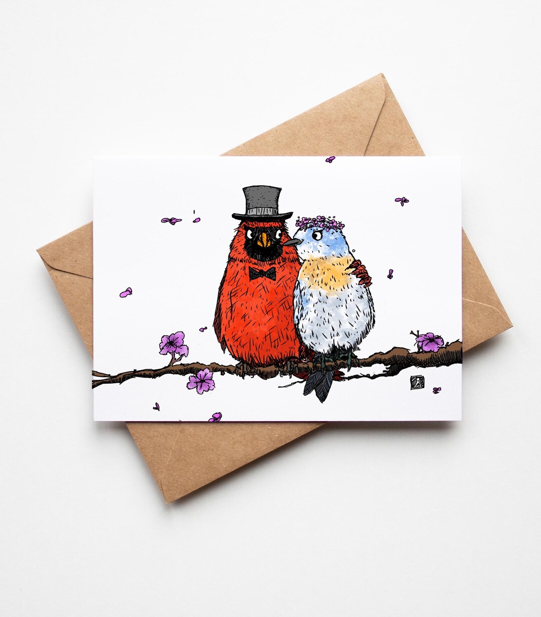 Bellavanceink: Wedding Congratulations Card With Cardinal and Blue Bird ...