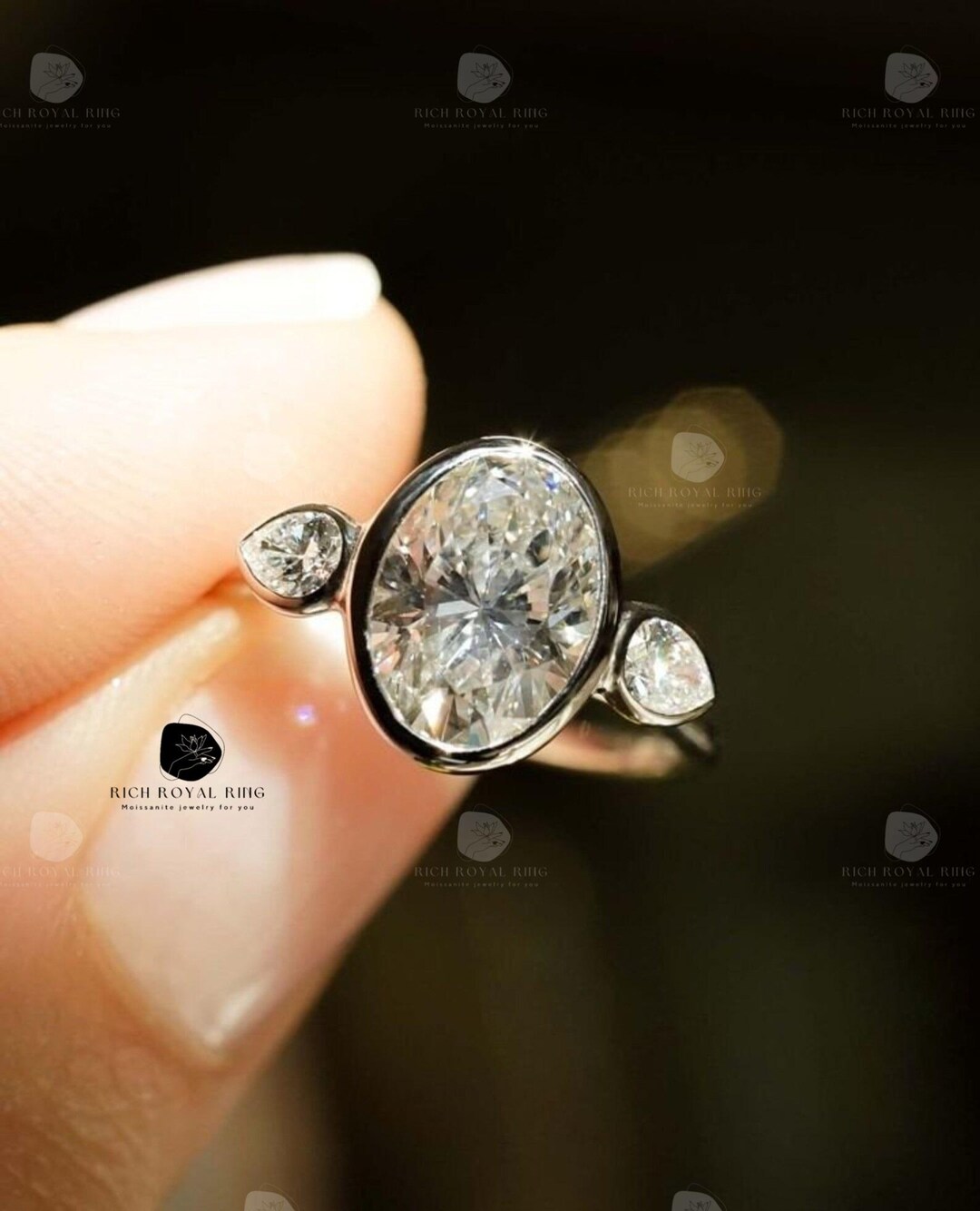 2.60 CT Oval Cut Moissanite Engagement Proposal Ring Three Stone ...