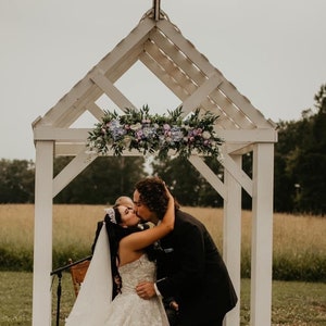 Dusty Blue Arch Flowers, Flower Arch Arrangement, Wedding Corner Swag ...