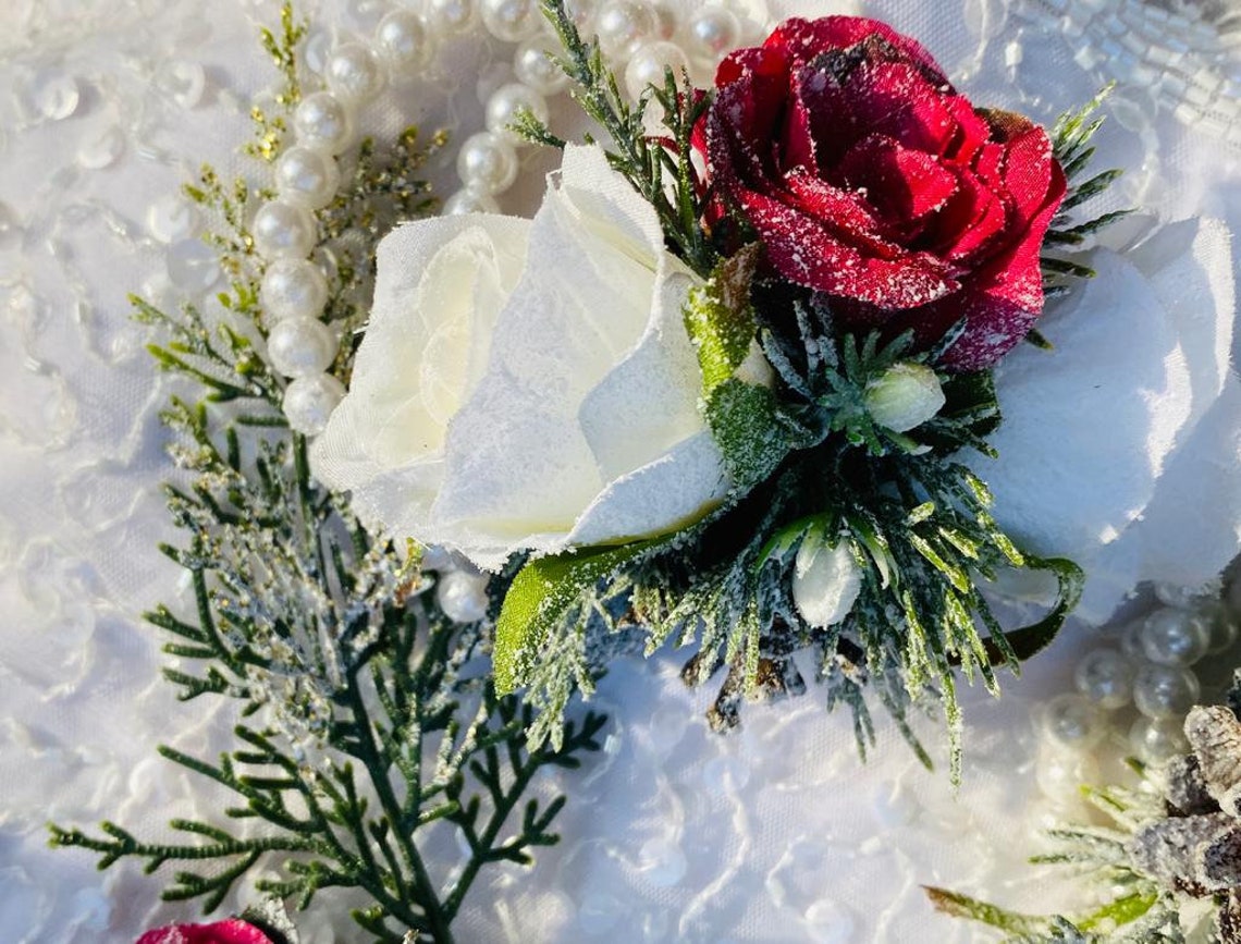 White Wrist Corsage, Winter Wrist Corsage, Flower Wrist Corsage ...