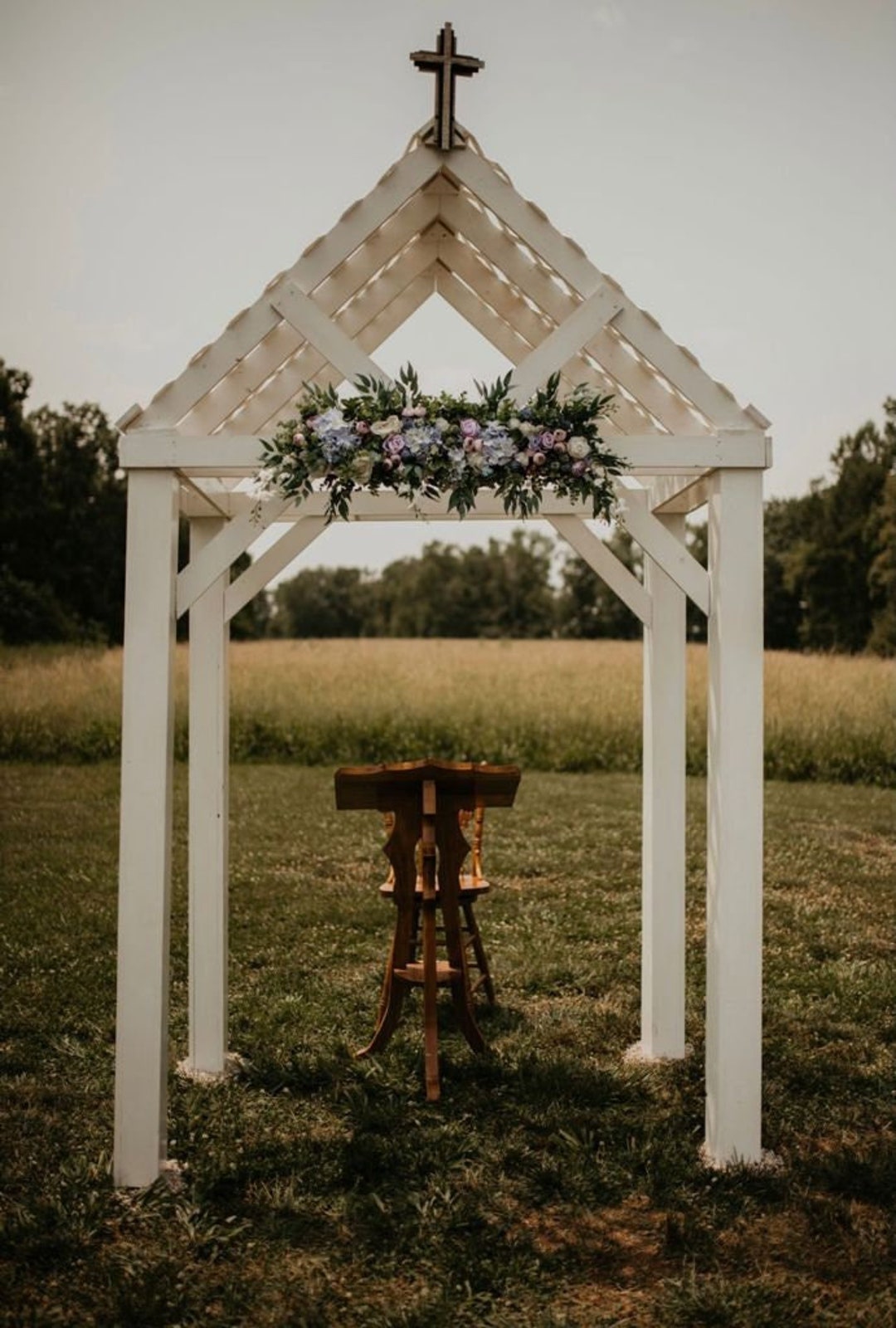 Dusty Blue Arch Flowers, Flower Arch Arrangement, Wedding Corner Swag ...