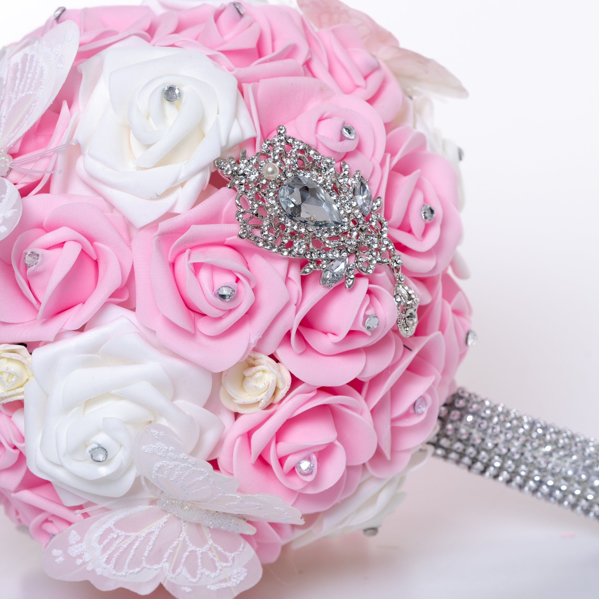 Wedding Bouquet Pink Rose Bridal Bouquet Brooch Wedding | Etsy