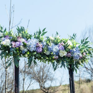 Dusty Blue Arch Flowers, Flower Arch Arrangement, Wedding Corner Swag ...