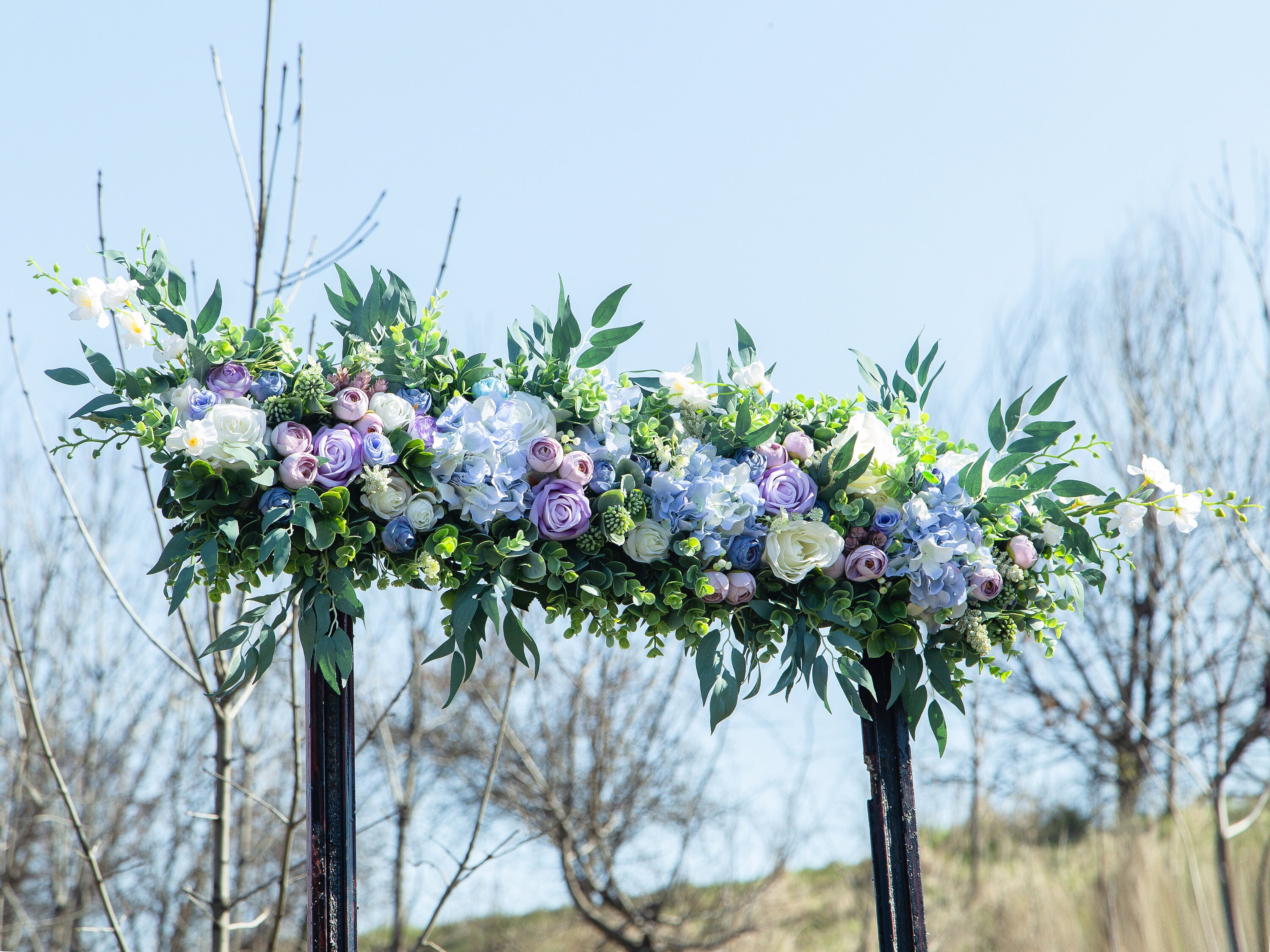Dusty blue arch flowers Flower arch arrangement Wedding | Etsy