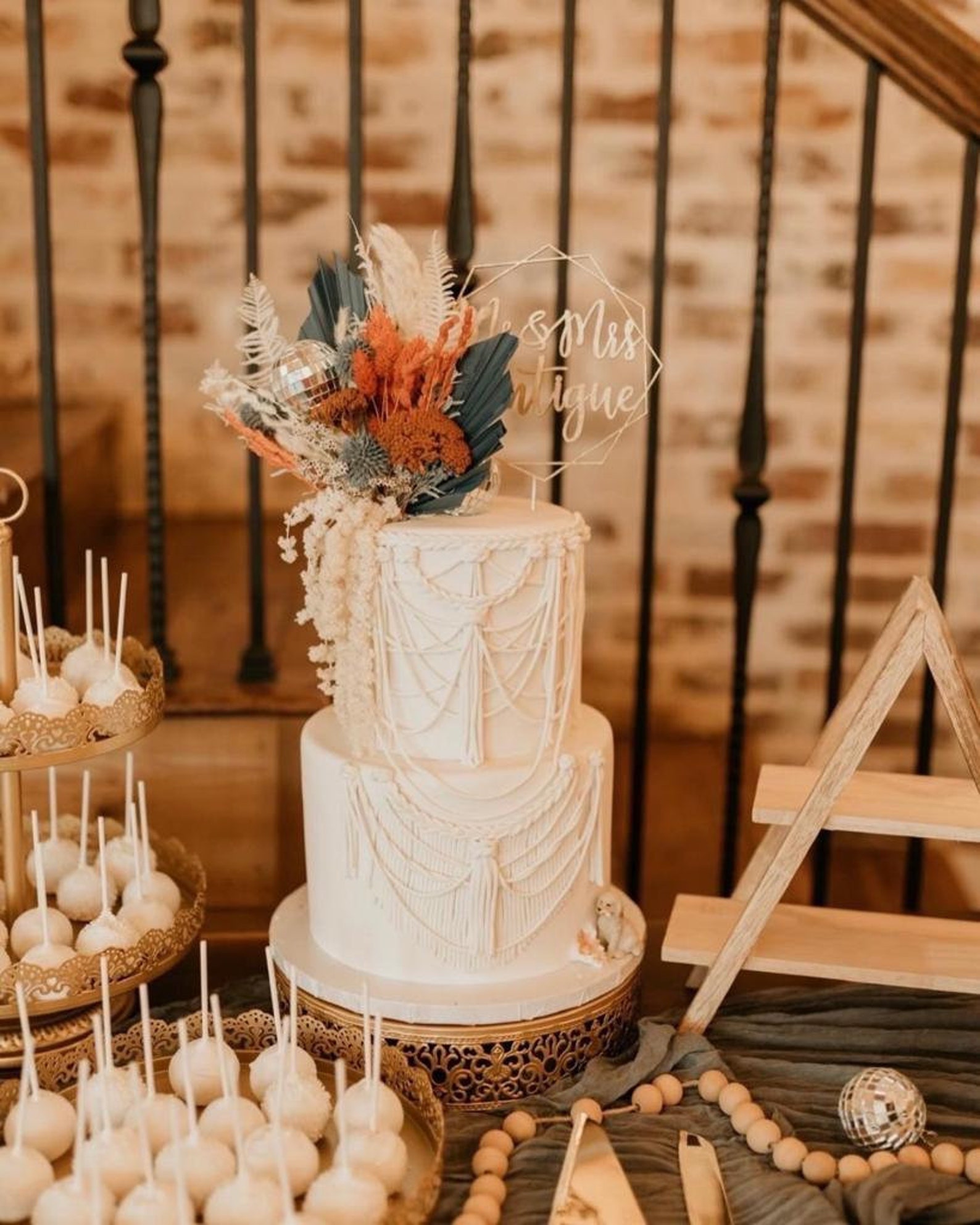 Dusty Blue Rust Bouquet, Neutral Bouquet, Dried Pampas Wedding, Boho ...