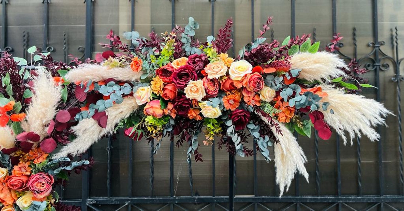 Rust Boho Flower Arch Pampas Arch Wedding Corner Swag Rust - Etsy