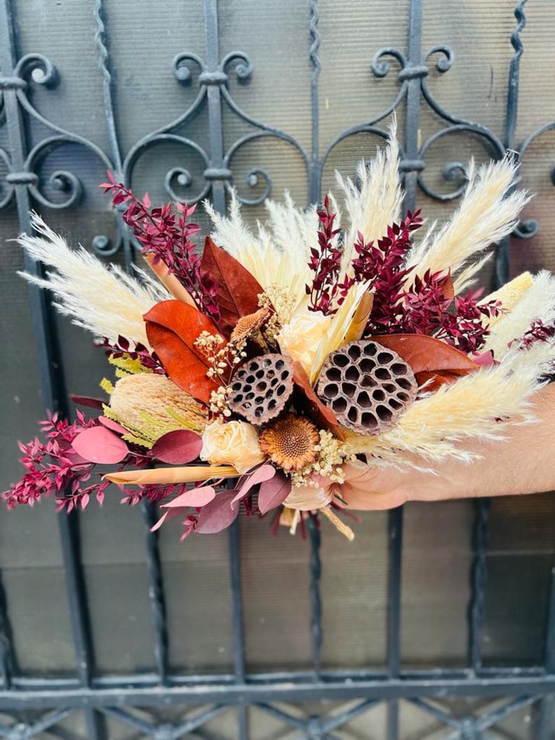 Preserved Roses Bouquet Burgundy Bouquet Rust Bridal - Etsy