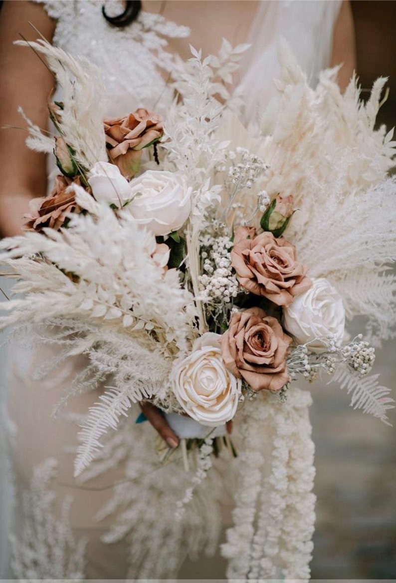 White Dried Bouquet Bleach Dried Flowers Bouquet Toffee - Etsy