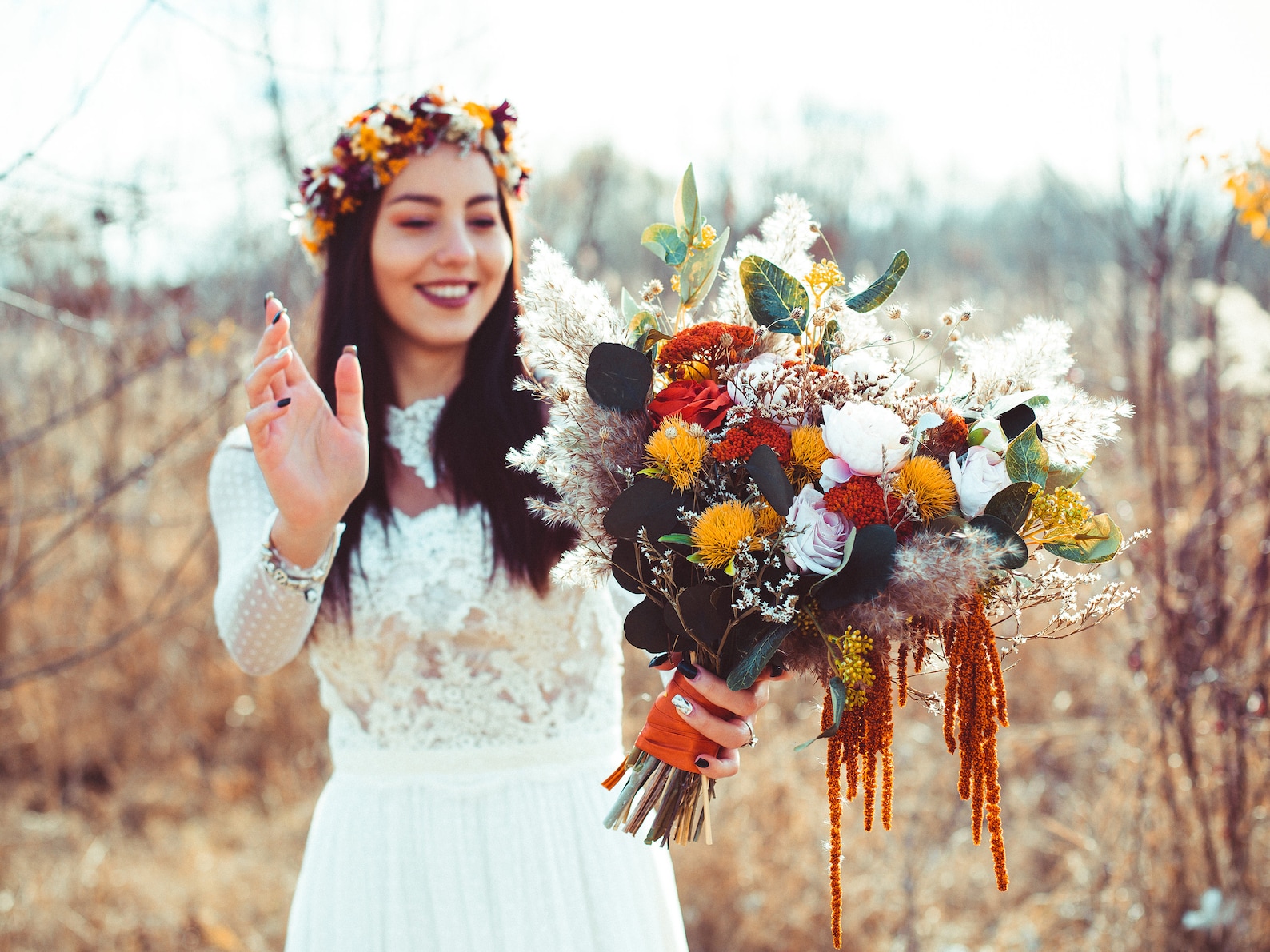 Rust Orange Bouquet Rust Bridal Bouquet Dried Flower - Etsy