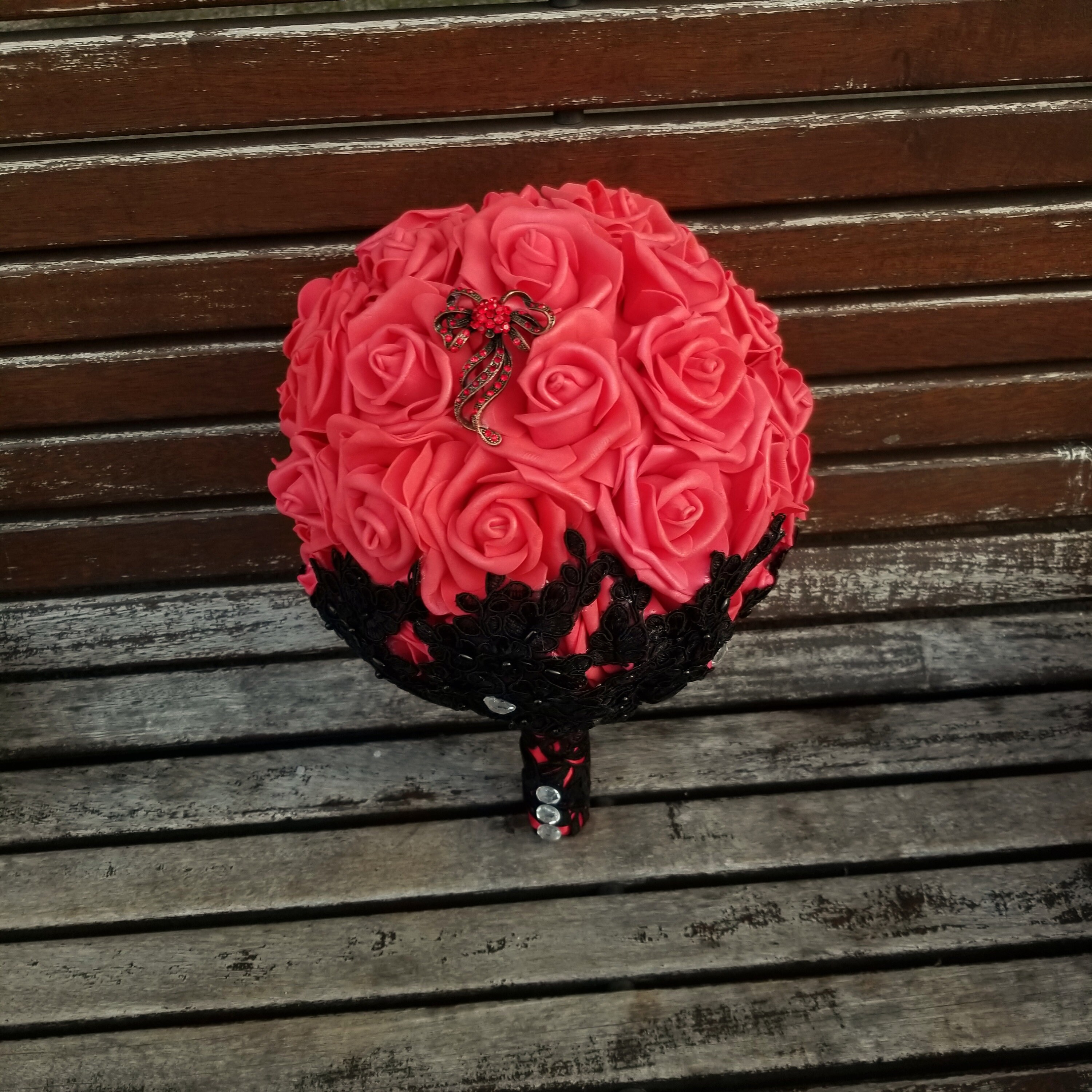 Red Bouquet Red Roses Wedding Bouquet Red and Black Bridal - Etsy