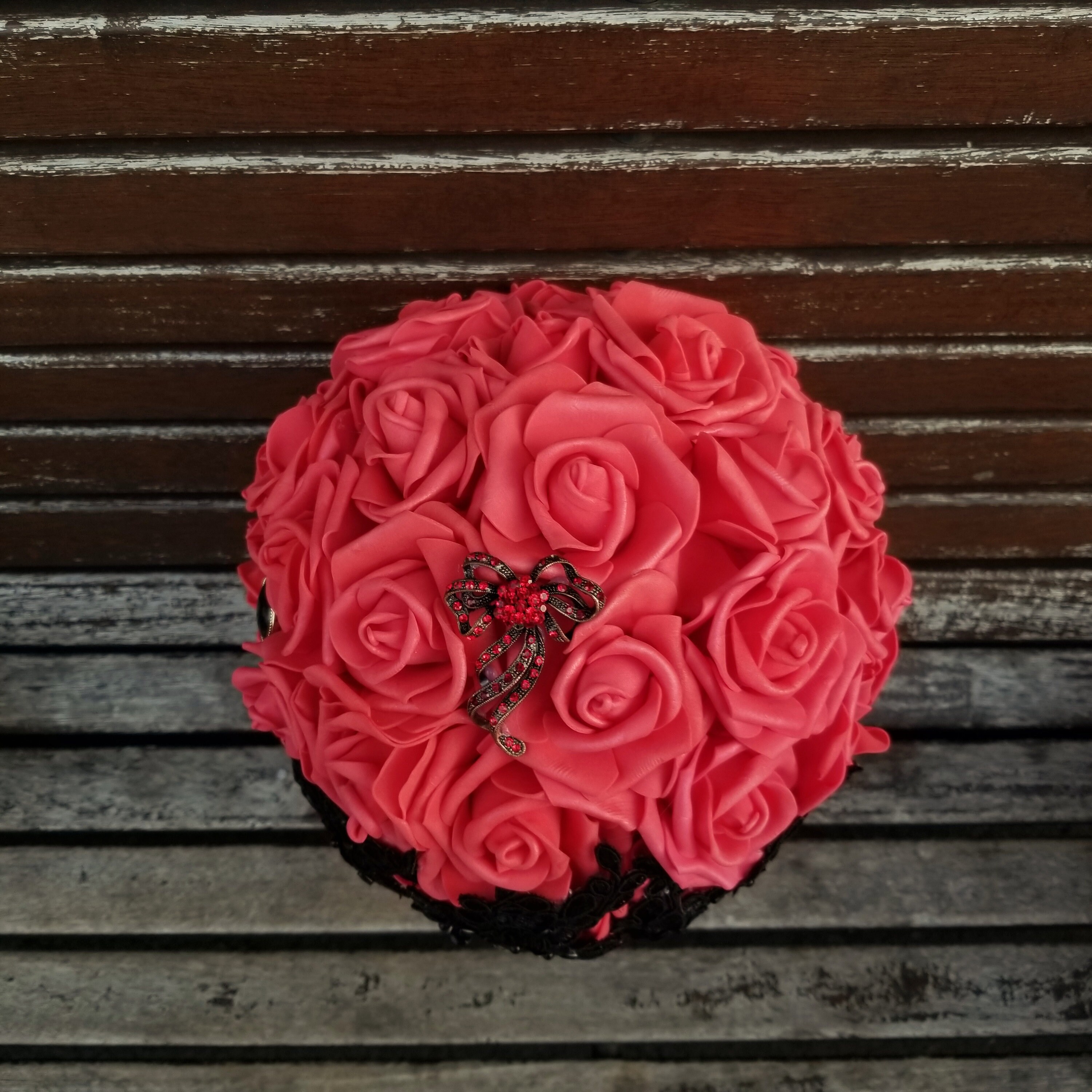 Red Bouquet Red Roses Wedding Bouquet Red and Black Bridal - Etsy