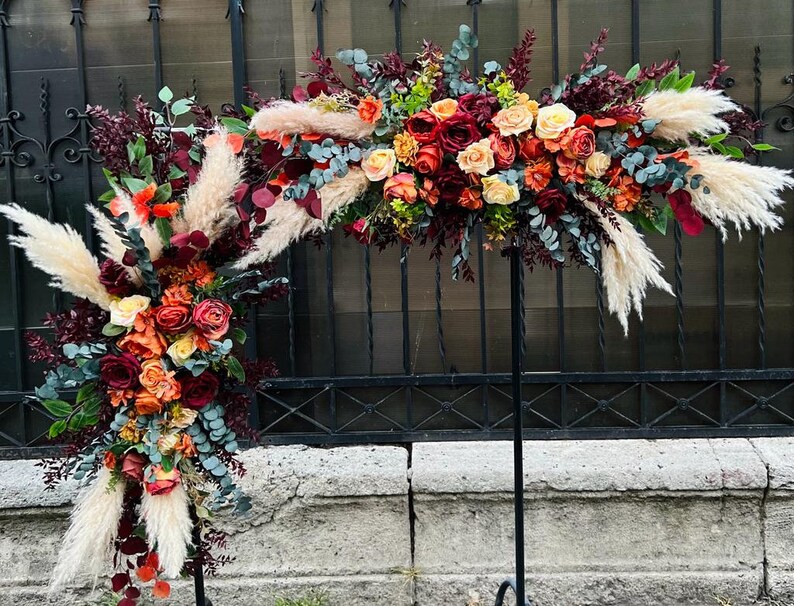 Rust Boho Flower Arch Pampas Arch Wedding Corner Swag Rust - Etsy