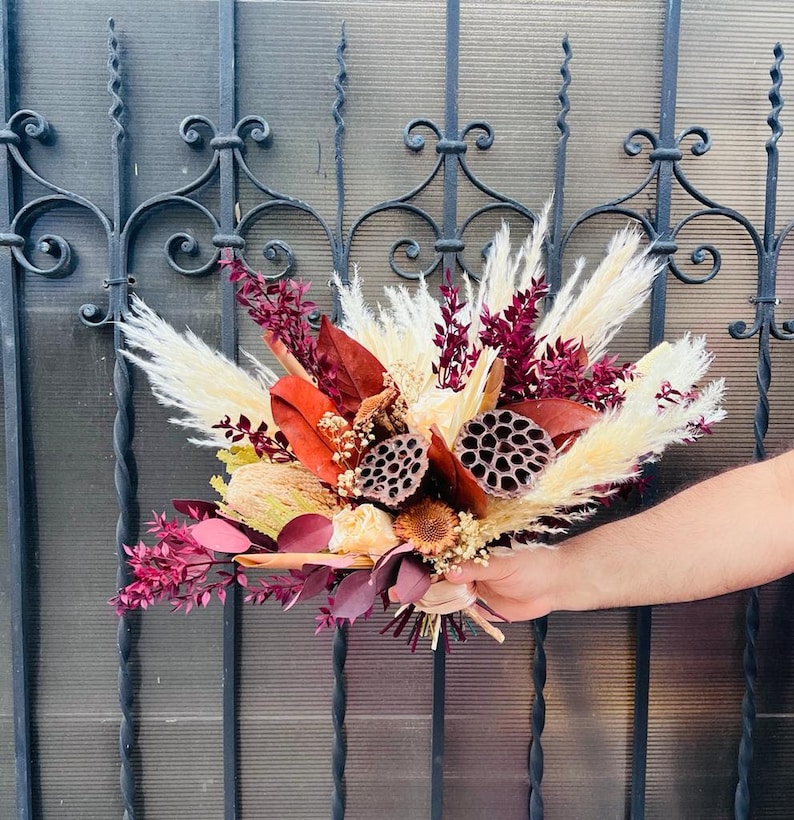 Preserved Roses Bouquet Burgundy Bouquet Rust Bridal - Etsy