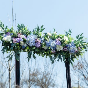 Dusty Blue Arch Flowers, Flower Arch Arrangement, Wedding Corner Swag ...
