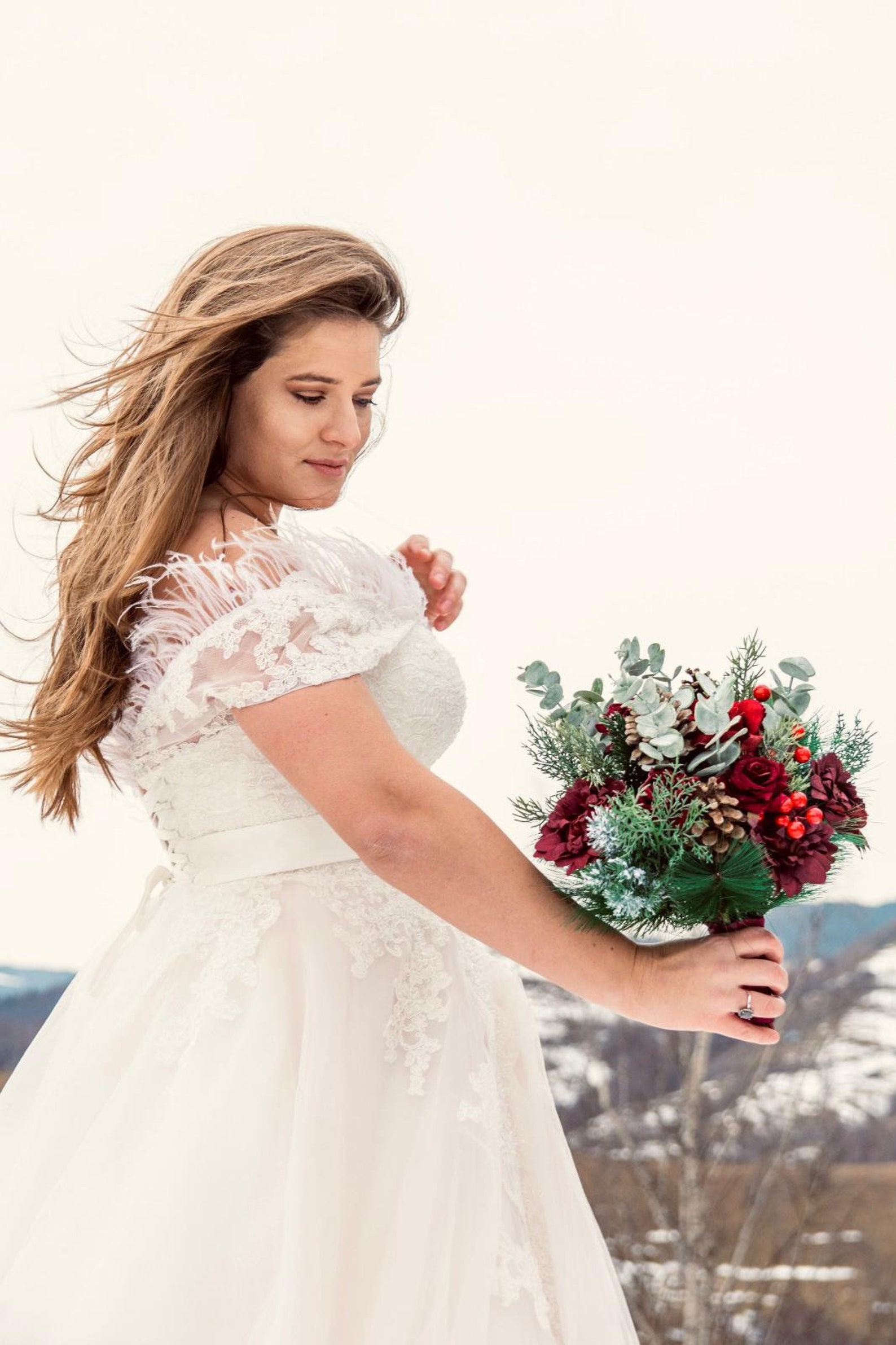 Christmas wedding bouquet Red bride bouquet Winter wedding | Etsy