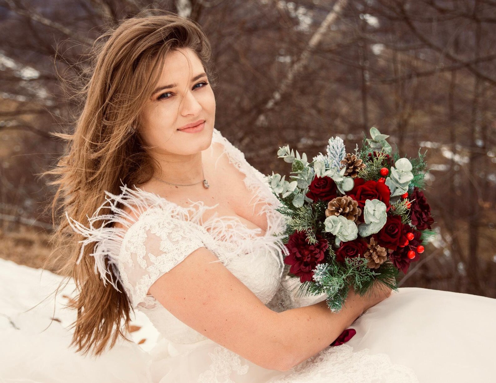 Christmas wedding bouquet Red bride bouquet Winter wedding | Etsy