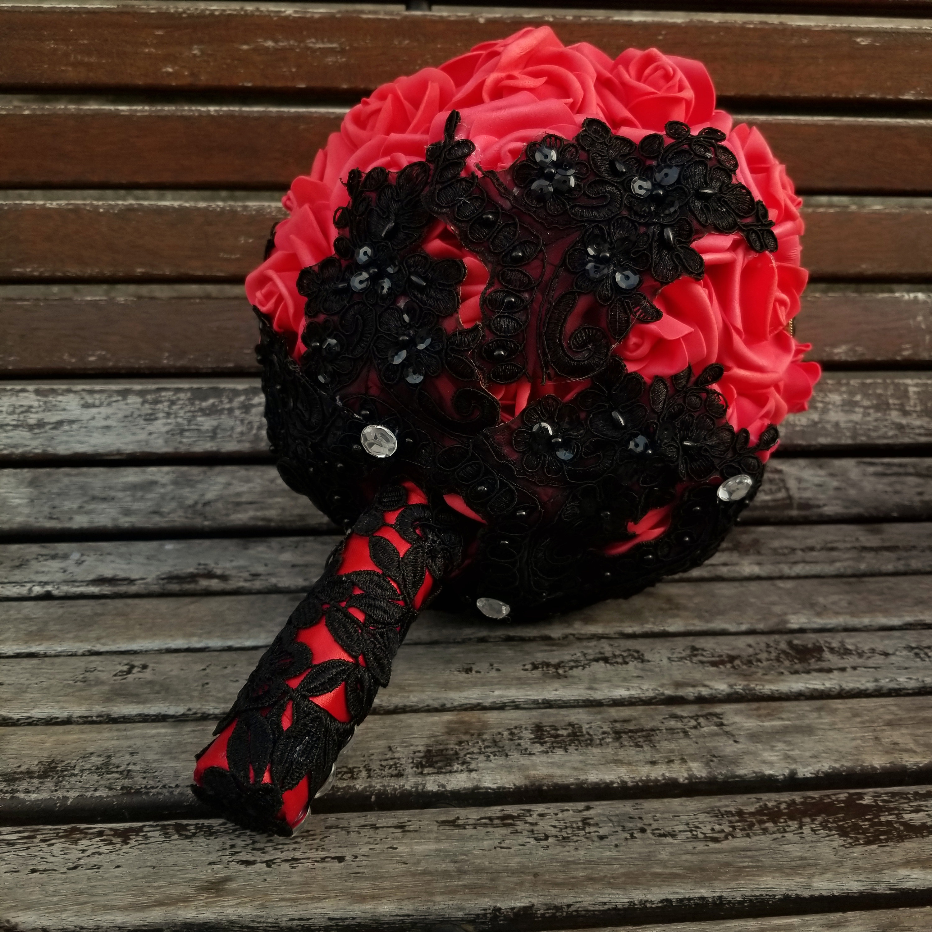 Red Bouquet Red Roses Wedding Bouquet Red and Black Bridal - Etsy
