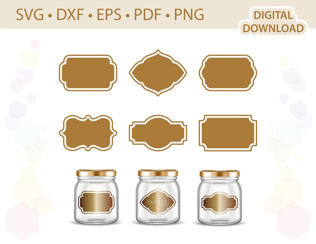 Set of 6 Labels Stickers Template .svg .dxf .eps .pdf .png - Etsy
