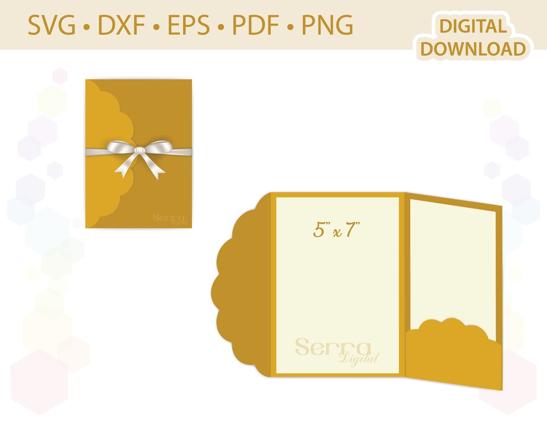Tríptico festoneado de 5" x 7" Plantilla de invitación .svg .dxf .eps ...