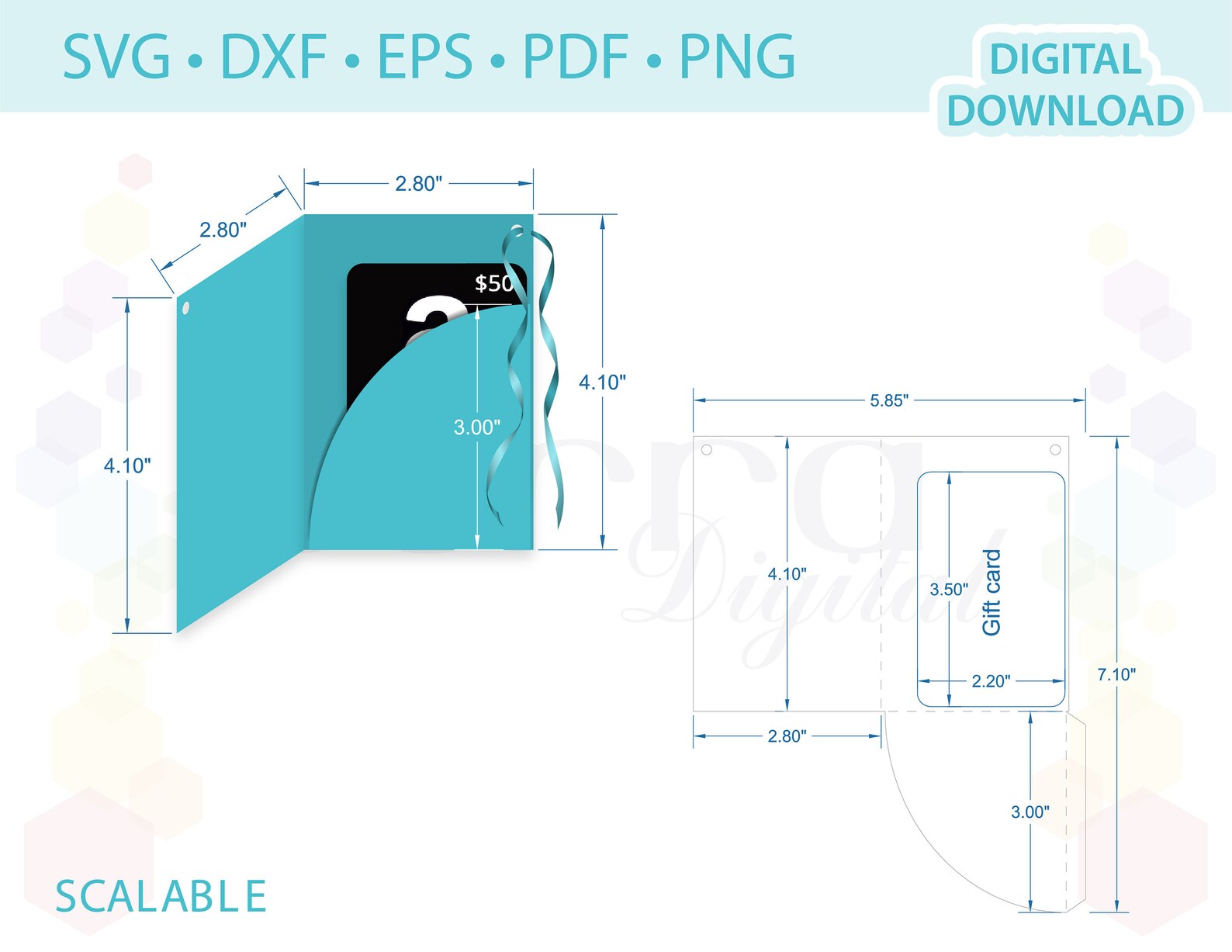 Mini Gift Card Envelope Gift Card Holder Template .svg .dxf | Etsy