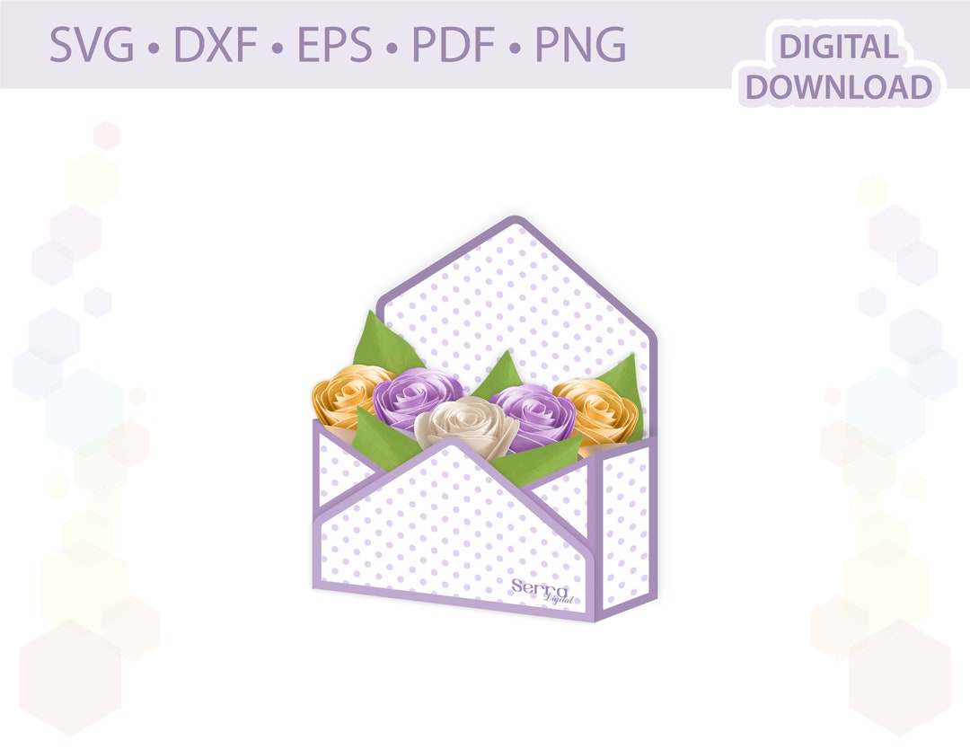 Envelope Box Paper Flower Display Box Gift Box Template .svg .dxf .eps ...