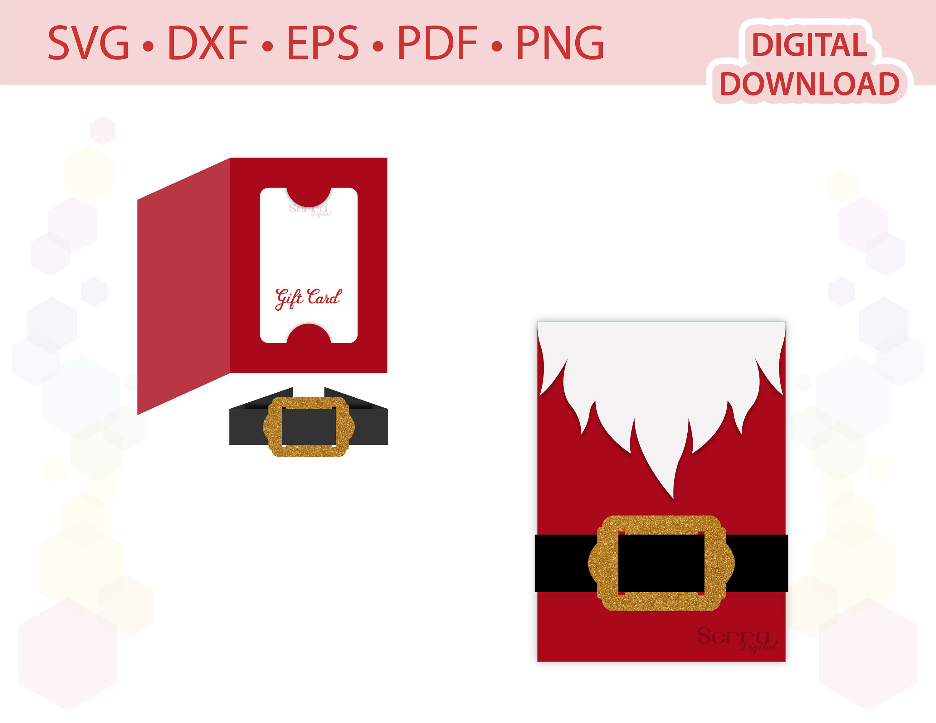 Santa Gift Card Holder Template .svg .dxf .eps .pdf .png - Etsy