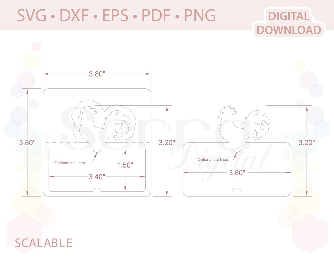 Rooster Place Card Template .svg .dxf .eps .pdf .png - Etsy