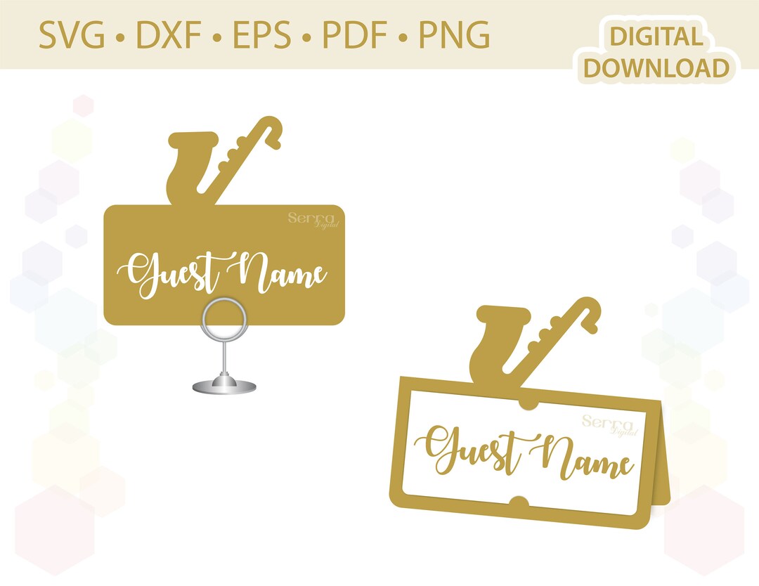 Saxophone Place Name Card Template .svg .dxf .eps .pdf .png - Etsy